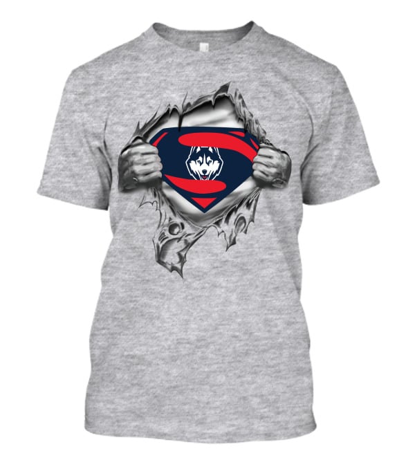 Connecticut Huskies Superman Emblem Rip Duotone T-Shirt