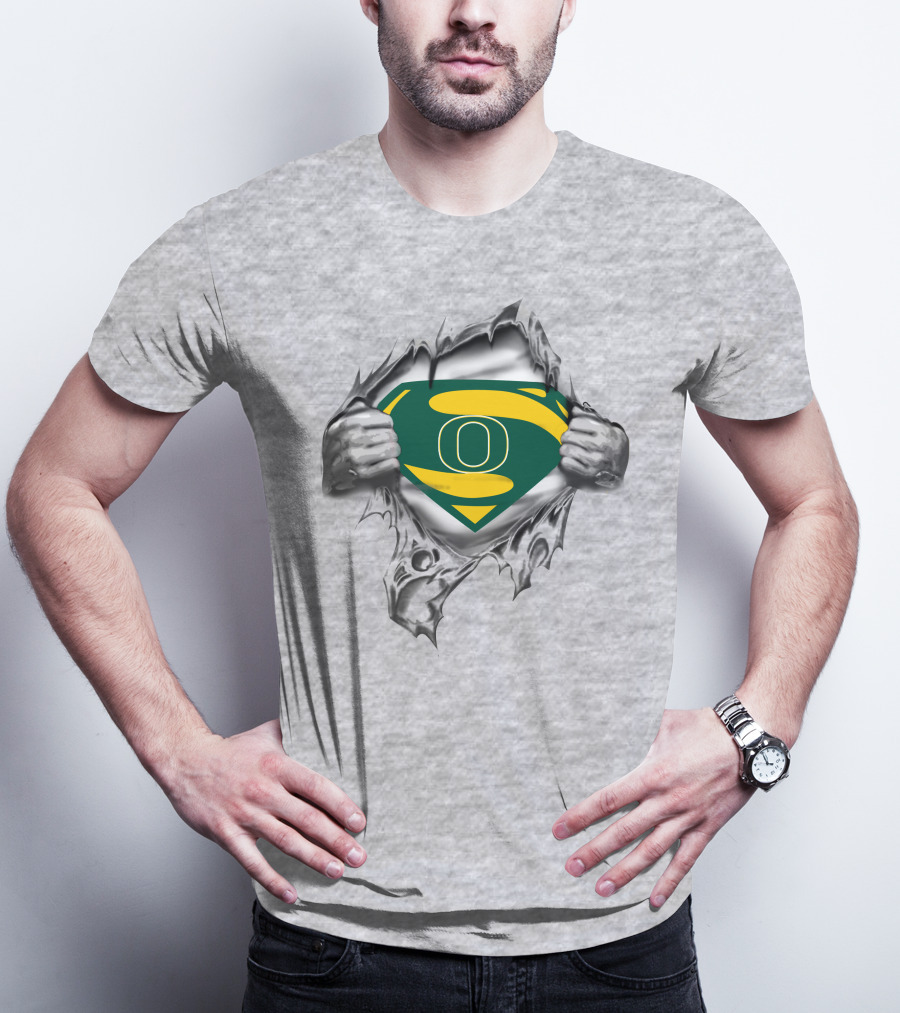 Oregon Ducks Superman Logo Rip T-Shirt