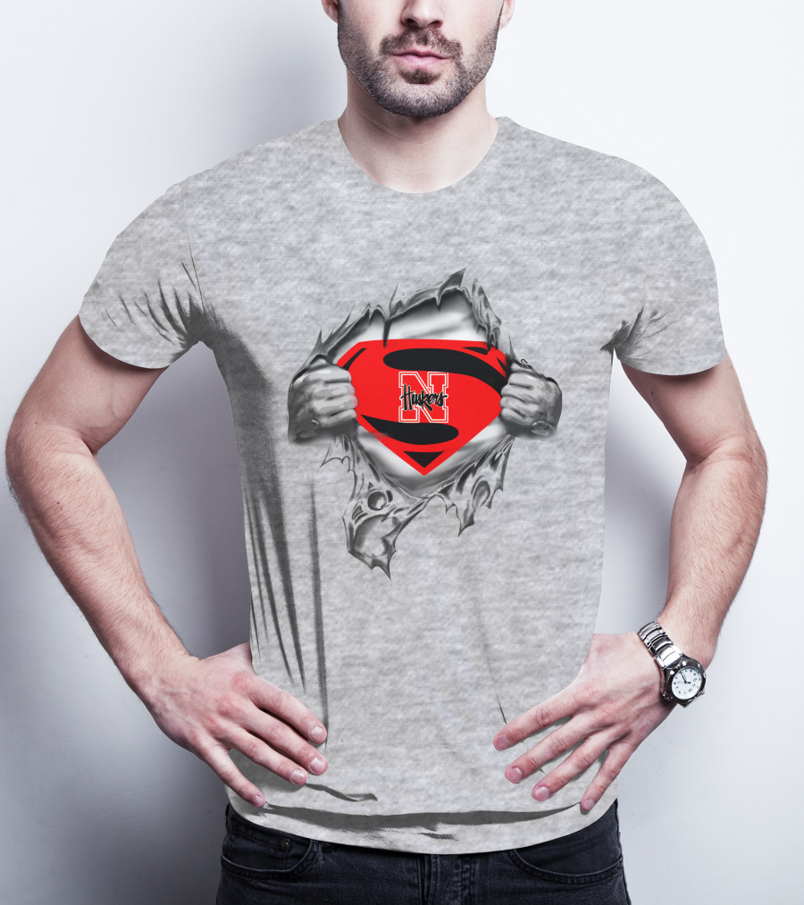 Huskers Superman S Logo Torn Steel Look N Nebraska T-Shirt