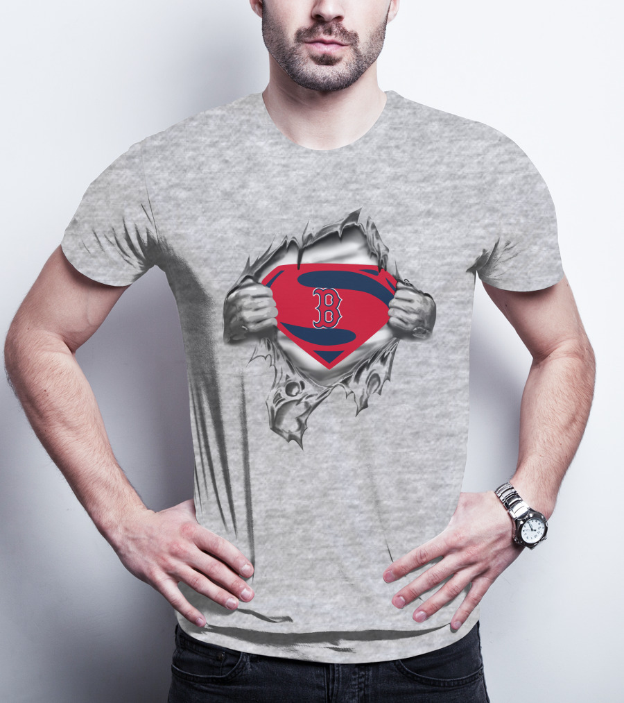 Redsox Superman Logo Tear Reveal T-Shirt
