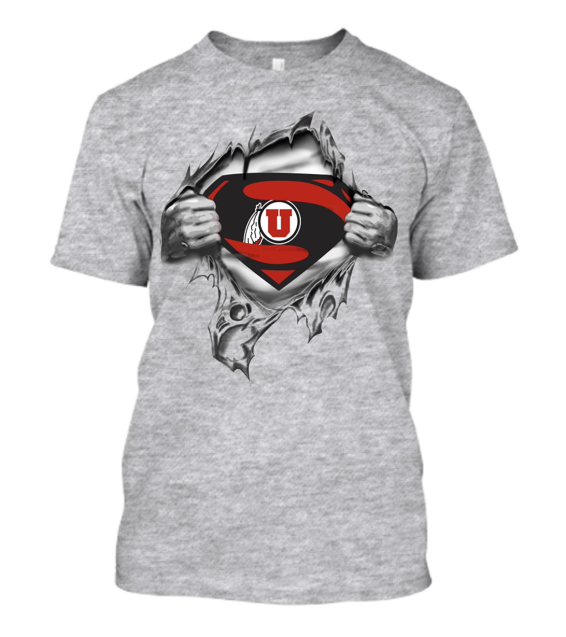 Utah Utes Superman Logo With Ripping Chest T-Shirt