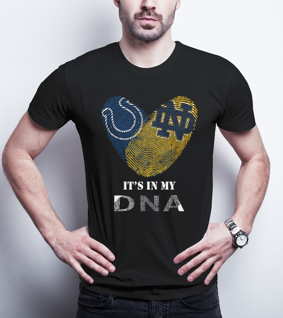 Colts Notre Dame Fingerprint Heart It's In My DNA T-Shirt