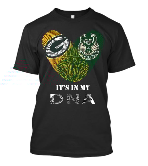 Packers Bucks Logos Fingerprint It's In My DNA T-Shirt