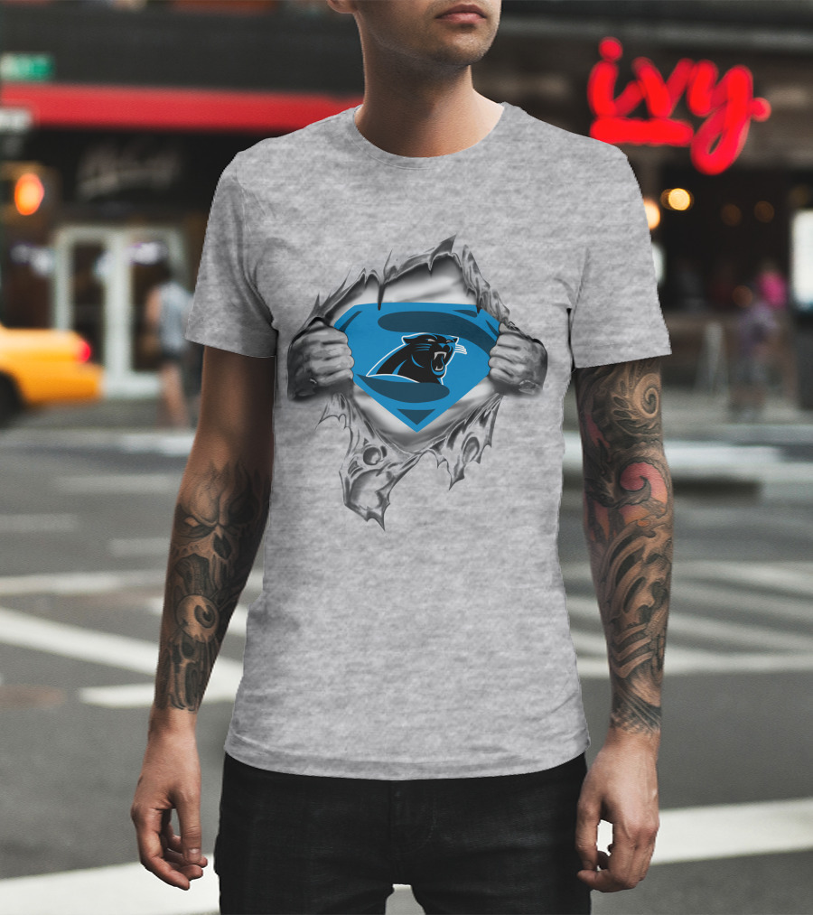 Carolina Panthers Ripped Superman Chest T-Shirt