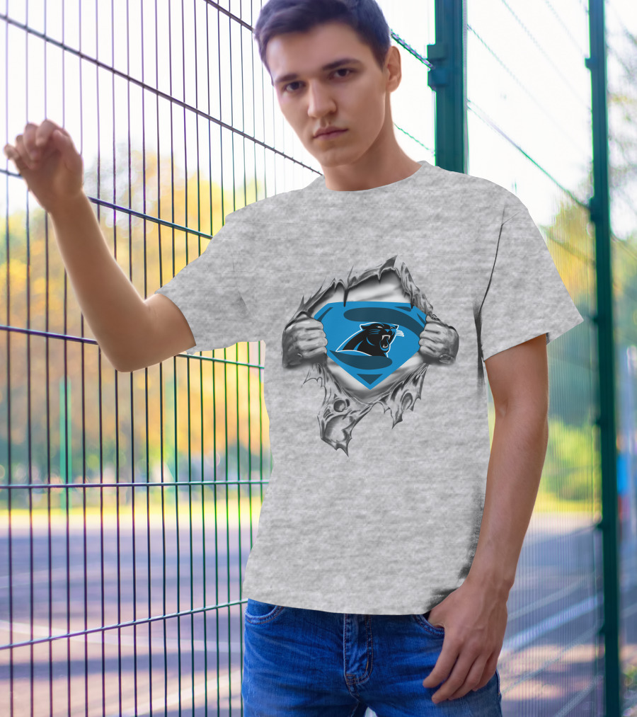 Carolina Panthers Ripped Superman Chest T-Shirt