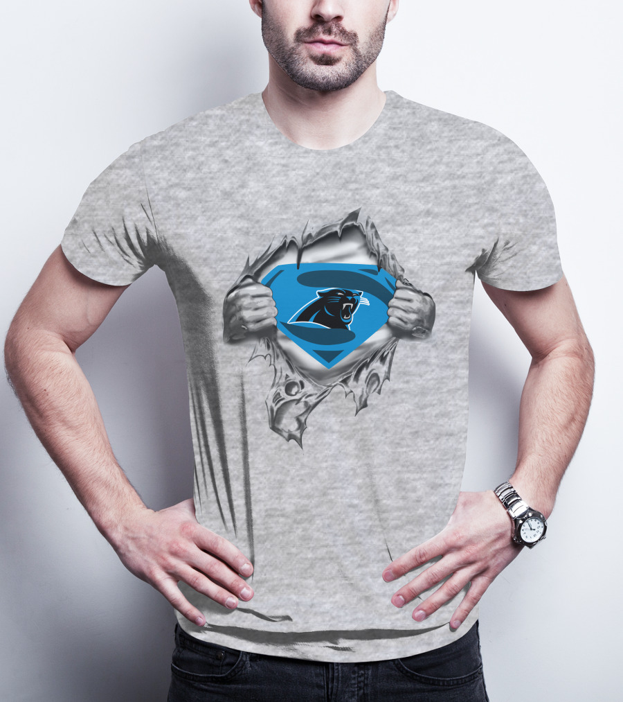 Carolina Panthers Ripped Superman Chest T-Shirt
