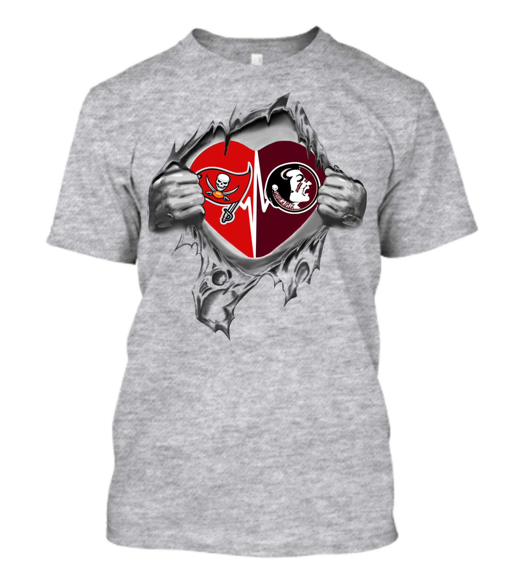 Tampa Bay Buccaneers Florida State Seminoles Heartbeat Passion T-Shirt