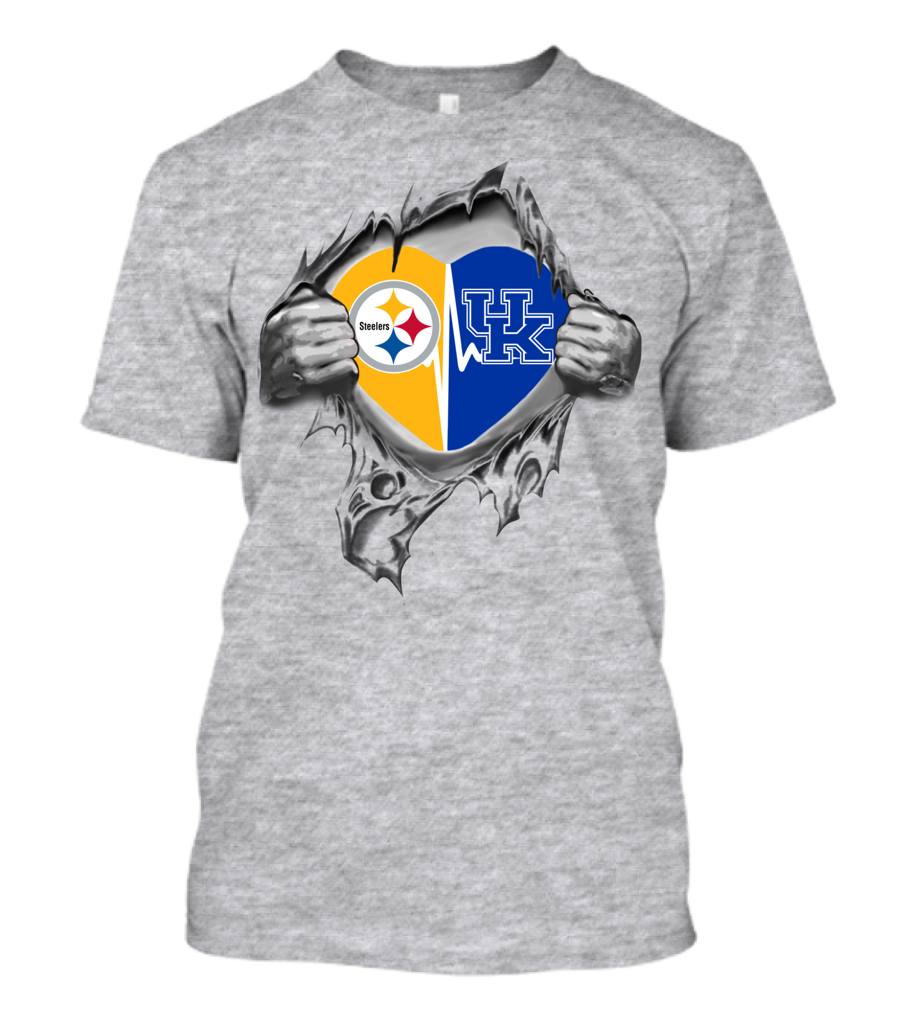 Steelers Kentucky Heart Split Logo With Hands T-Shirt