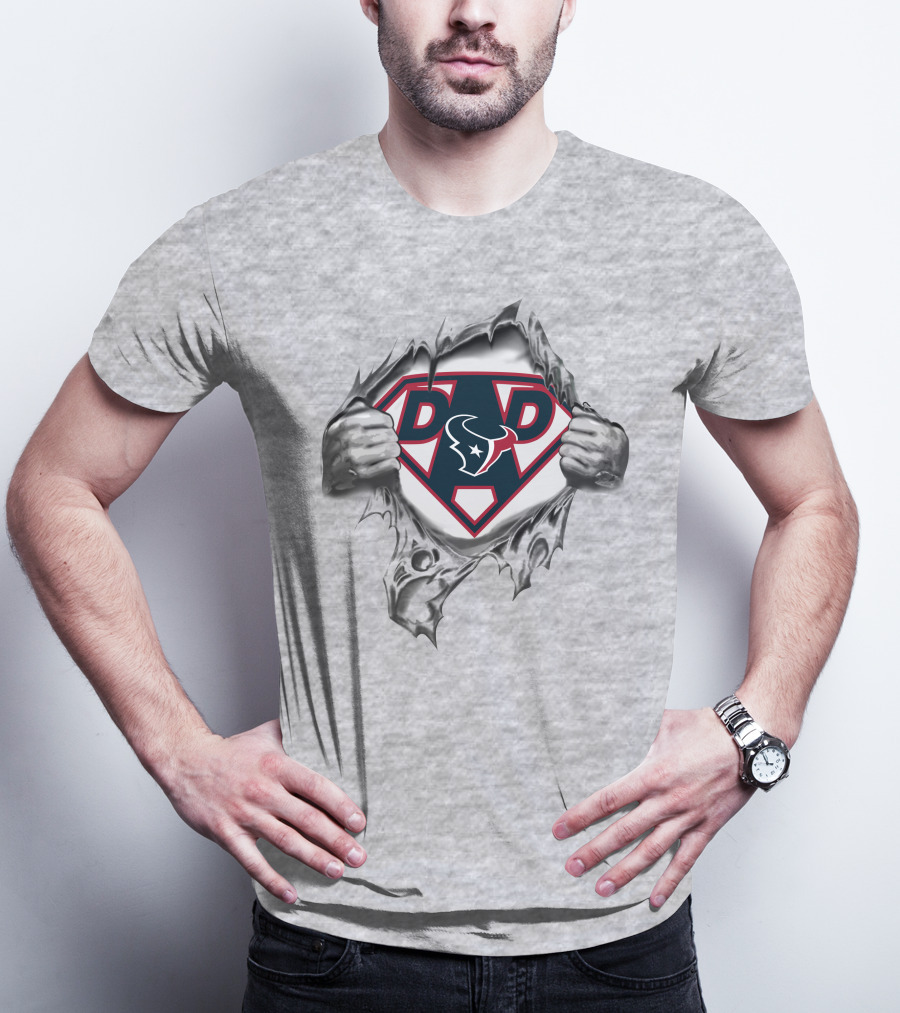 Houston Texans Super Dad Hero Bulls Star T-Shirt