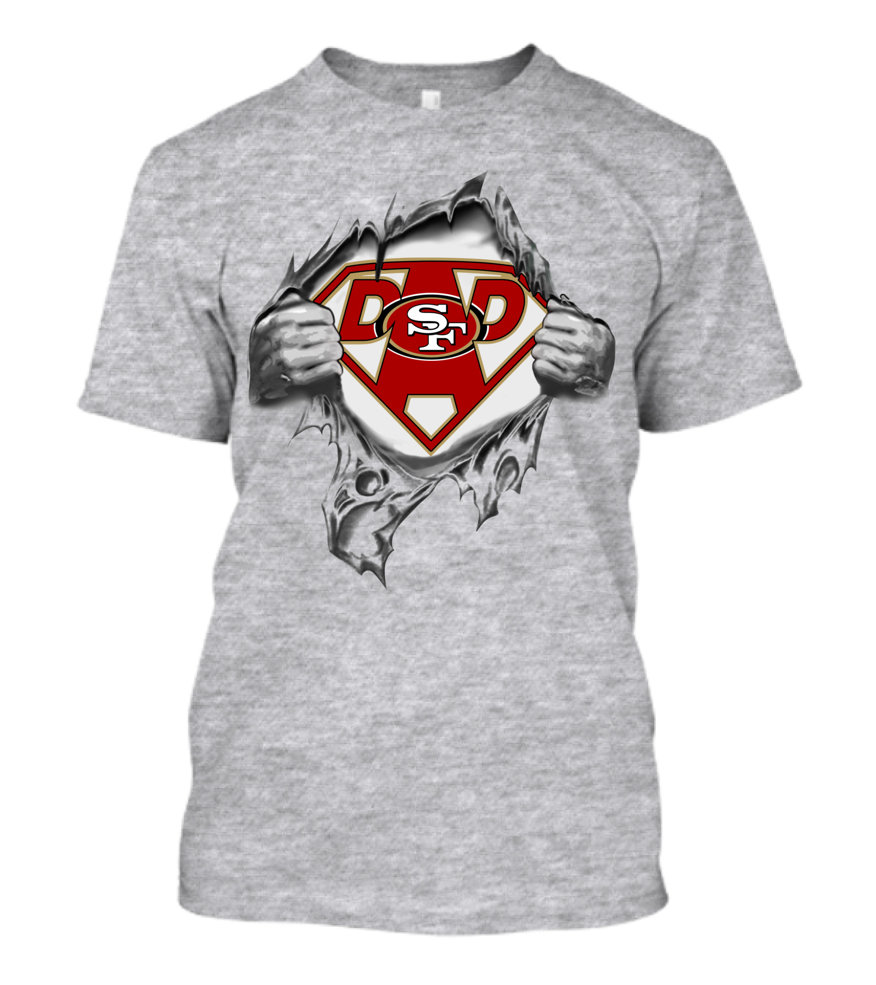 49ers Super Dad Breaking Through Superhero Logo Sf T-Shirt