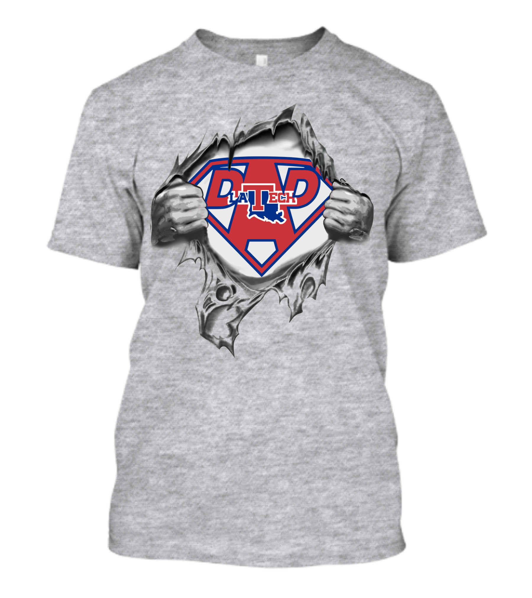 Louisiana Tech Super Dad Hero Emblem With La Tech T-Shirt