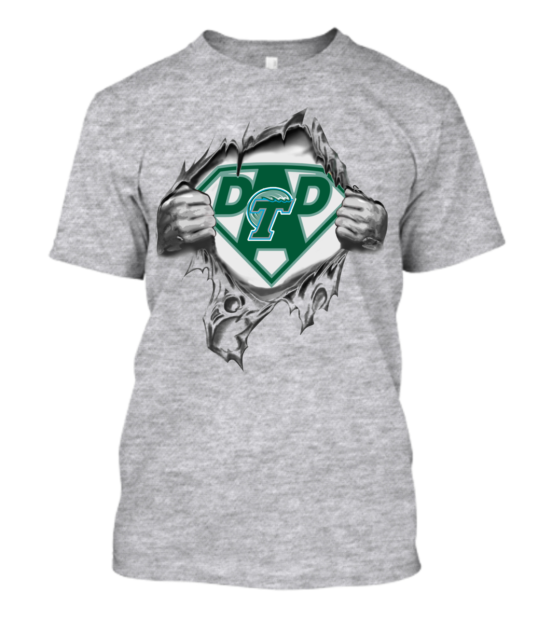 Tulane Green Wave Super Dad T Logo With Torn T-Shirt