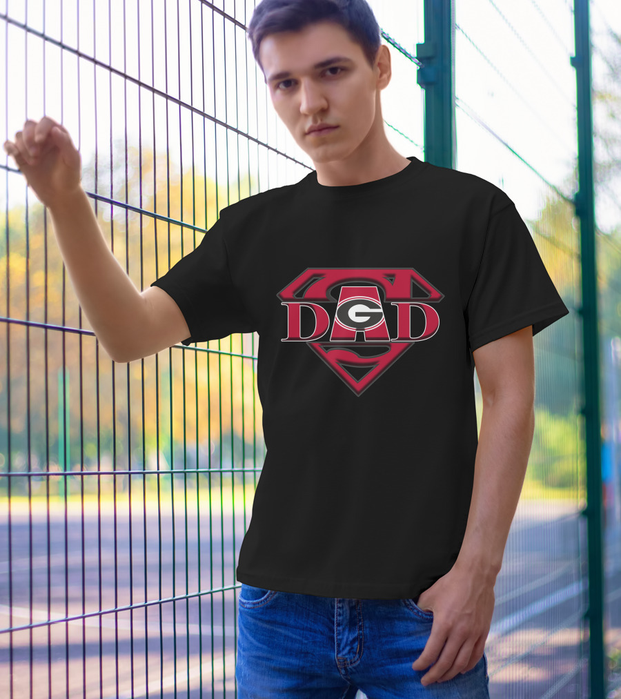 Georgia Bulldogs Super Dad Logo Superman Shield T-Shirt