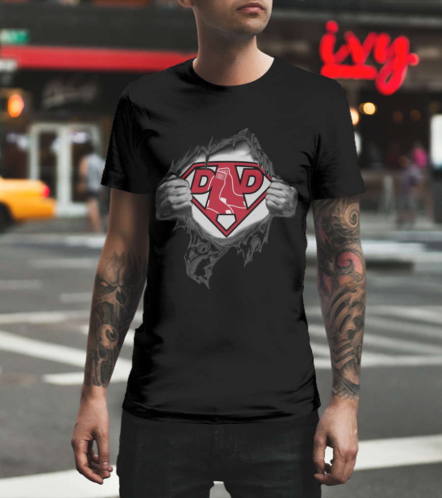 Boston Red Sox Super Dad Shield Logo Superman T-Shirt