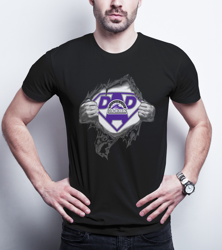 Colorado Rockies Dad Superhero Emblem T-Shirt