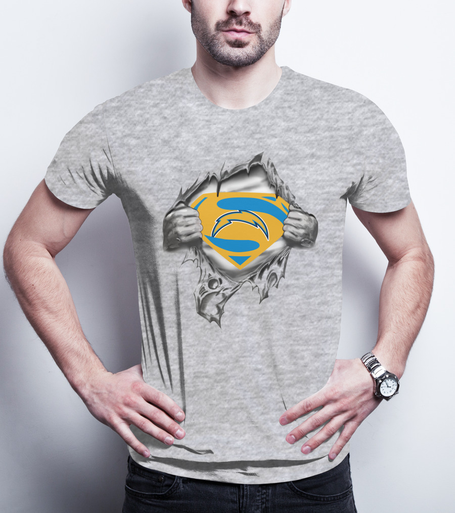 Chargers Superman Logo With Lightning Bolt T-Shirt