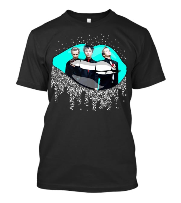 Green Day Dripping Glitter Lip Pop Art Band Members T-Shirt