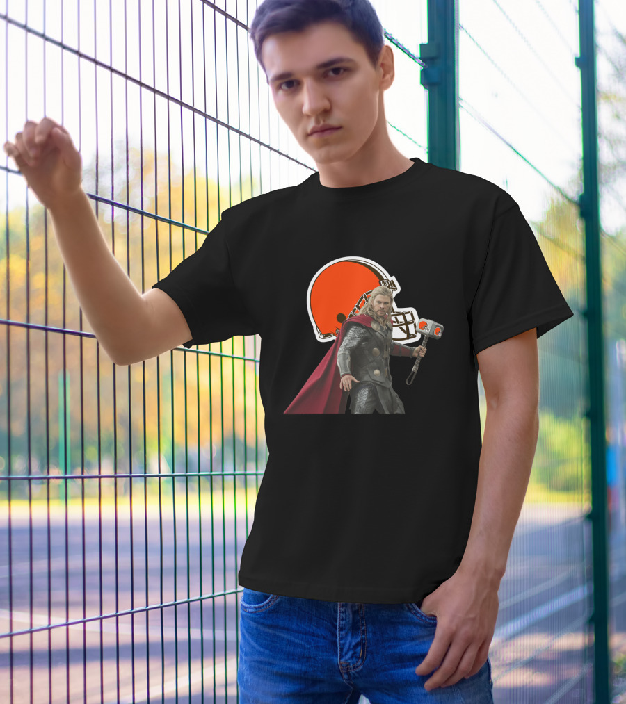 Cleveland Browns Thor Crossover Helmet And Hammer T-Shirt