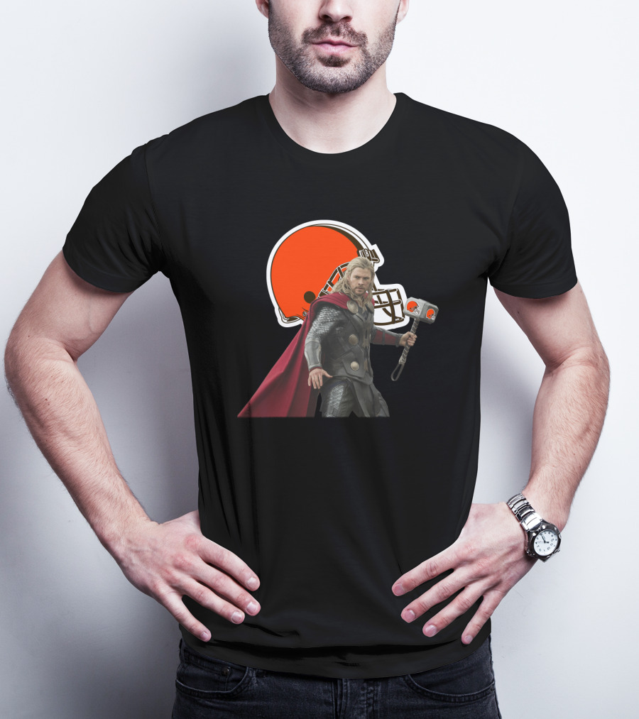 Cleveland Browns Thor Crossover Helmet And Hammer T-Shirt