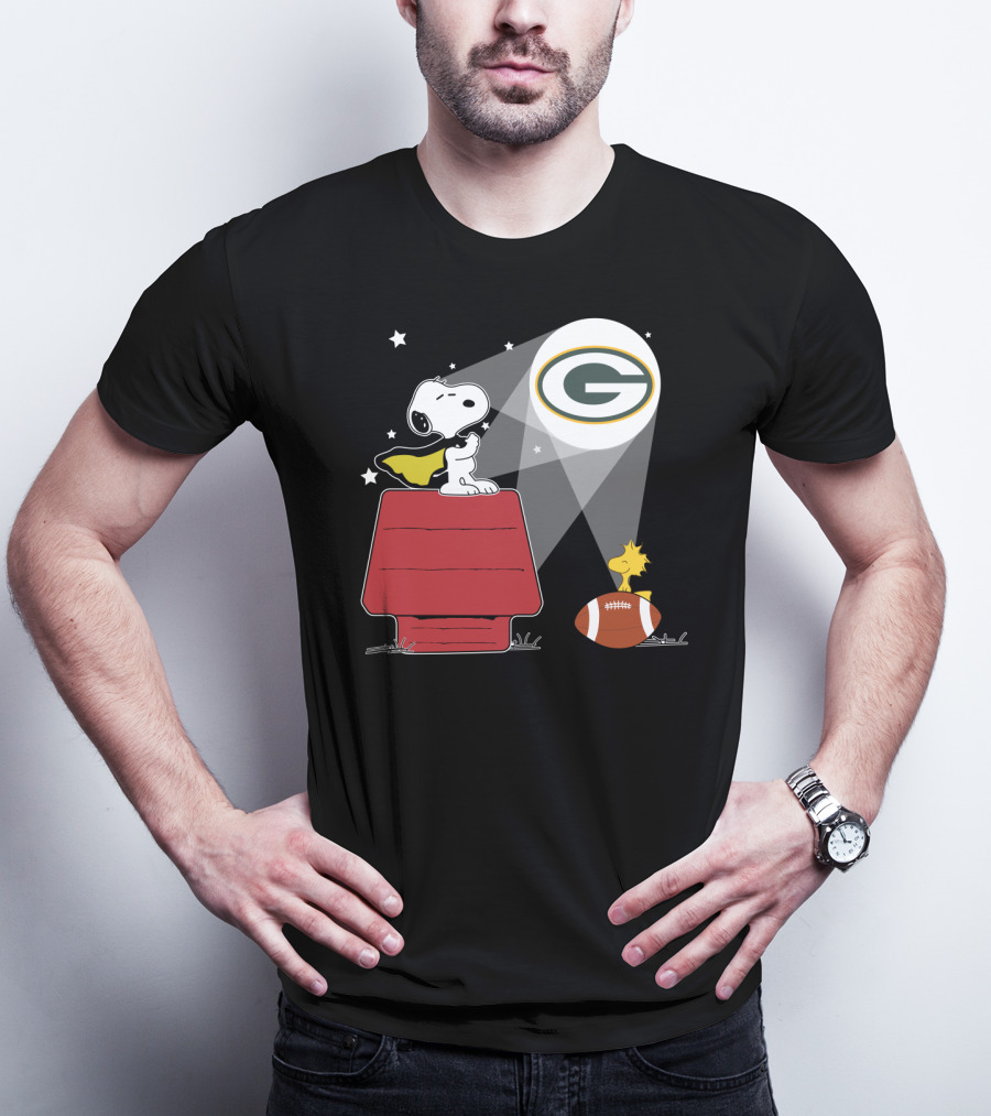 Snoopy Woodstock Green Bay Packers Football Bat Signal T-Shirt