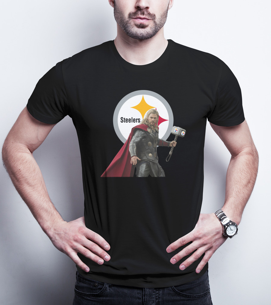 Steelers And Red Cape Hero With Hammer T-Shirt