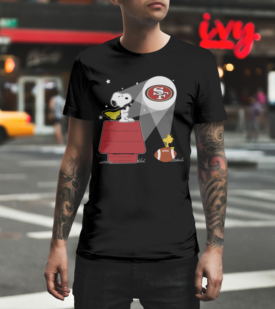 San Francisco 49ers Snoopy Woodstock Football Peanuts Spotlight T-Shirt