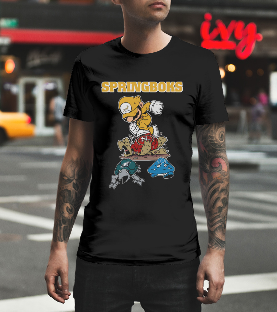 Springboks Jumping Character Over Enemies T-Shirt