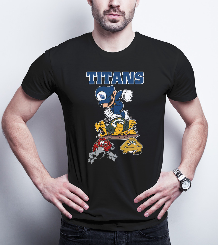 Tennessee Titans Mario Style With Defeated Team Mascots T-Shirt