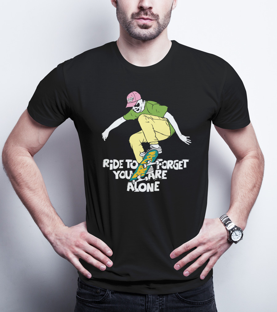 Ride To Forget You Are Alone Skateboard Freedom Skate Ride Rorschach T-Shirt