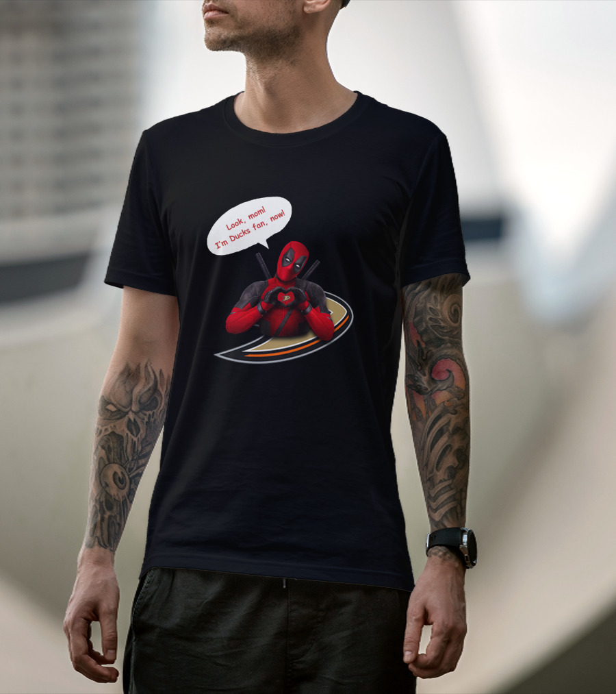 Anaheim Ducks Fan With Iconic Character In Red Suit T-Shirt