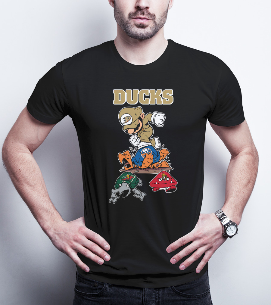 Ducks Anaheim Hockey Character Crossover And Team Logos T-Shirt
