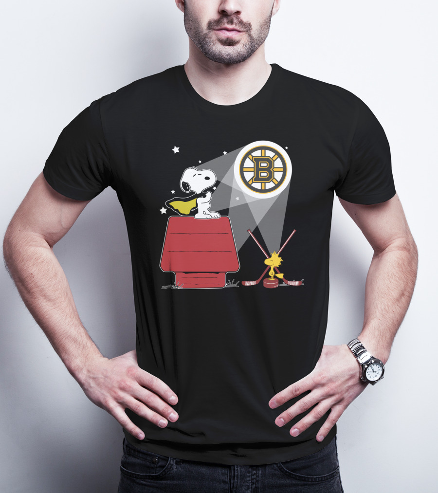 Boston Bruins Snoopy And Woodstock Lighthouse House T-Shirt