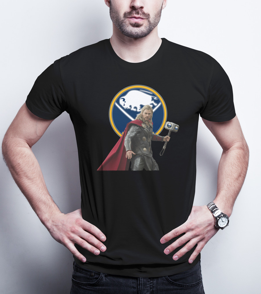 Buffalo Sabres Thor Crossover With Mjolnir And Sabres T-Shirt