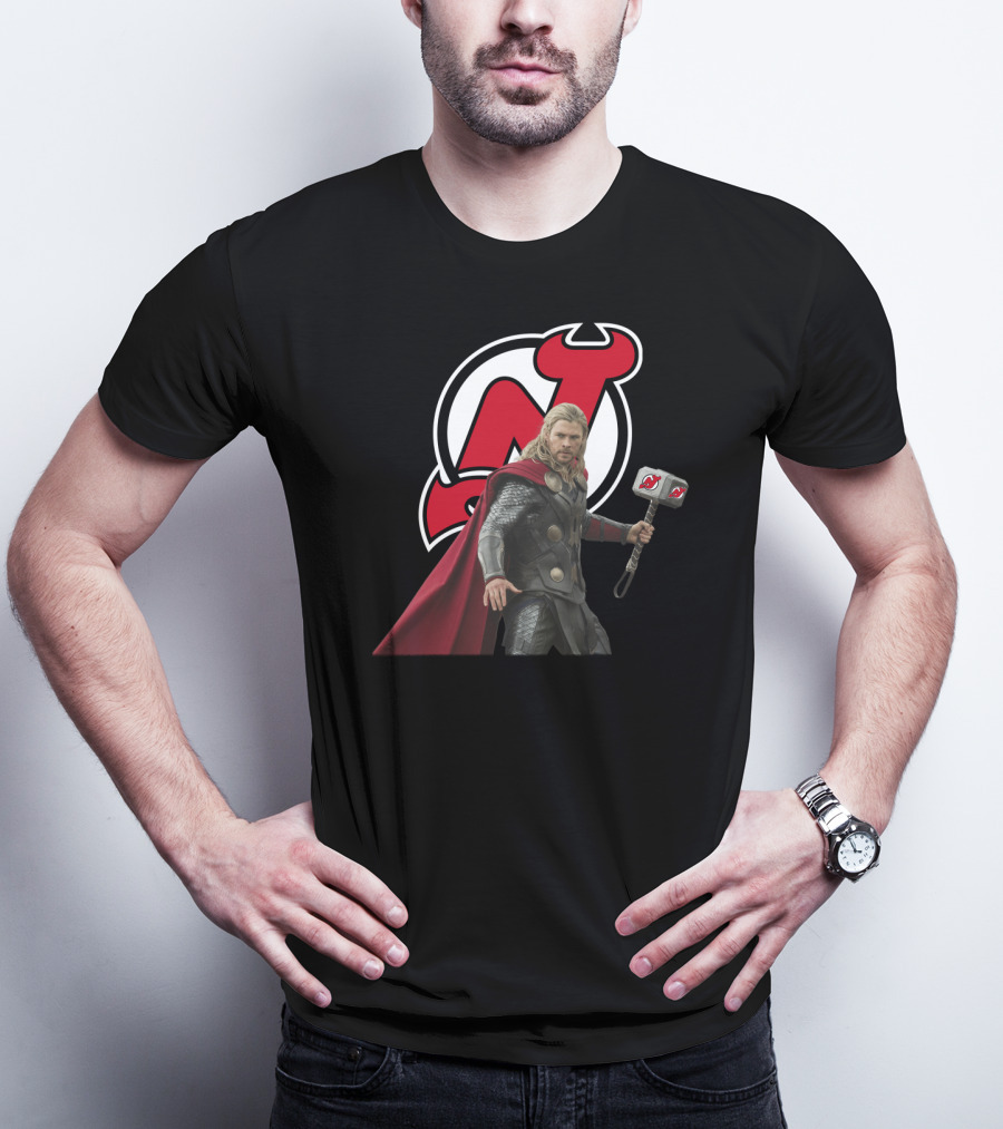 New Jersey Devils Thor Mjolnir Logo Mashup T-Shirt