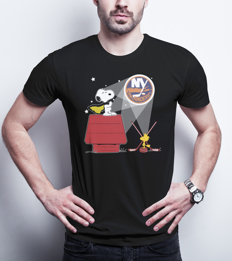 Ny Islanders Snoopy Woodstock Hockey Fan Scene T-Shirt