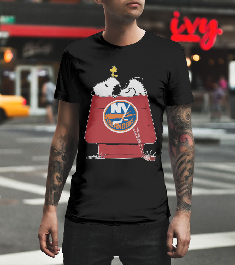 Snoopy Woodstock New York Islanders Peanuts Nhl Hockey Mashup T-Shirt