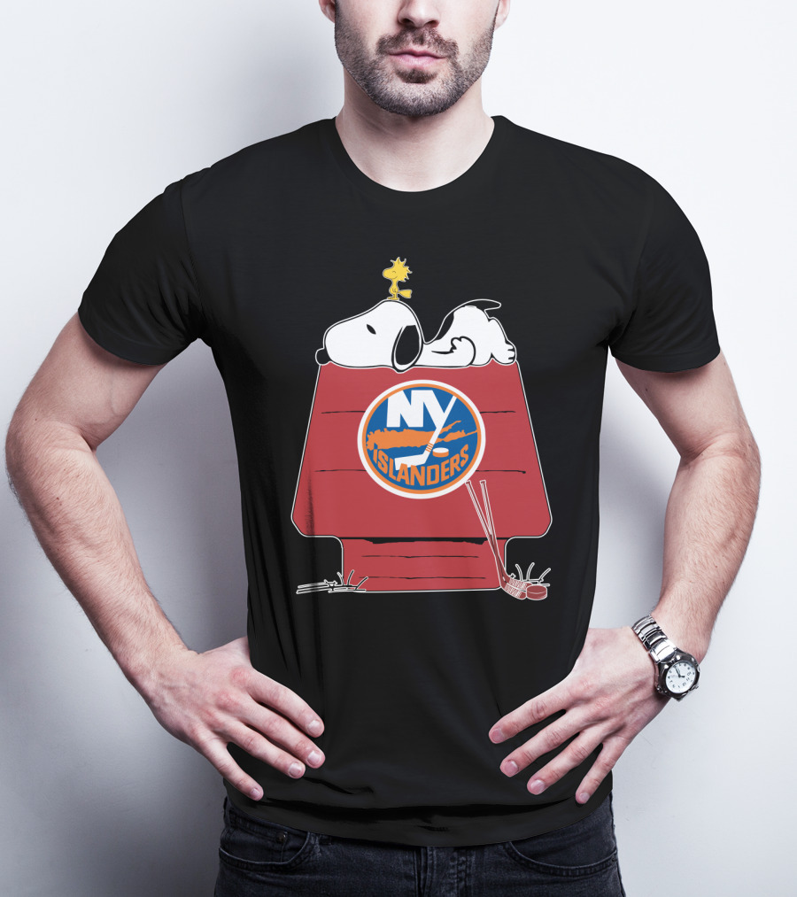 Snoopy Woodstock New York Islanders Peanuts Nhl Hockey Mashup T-Shirt