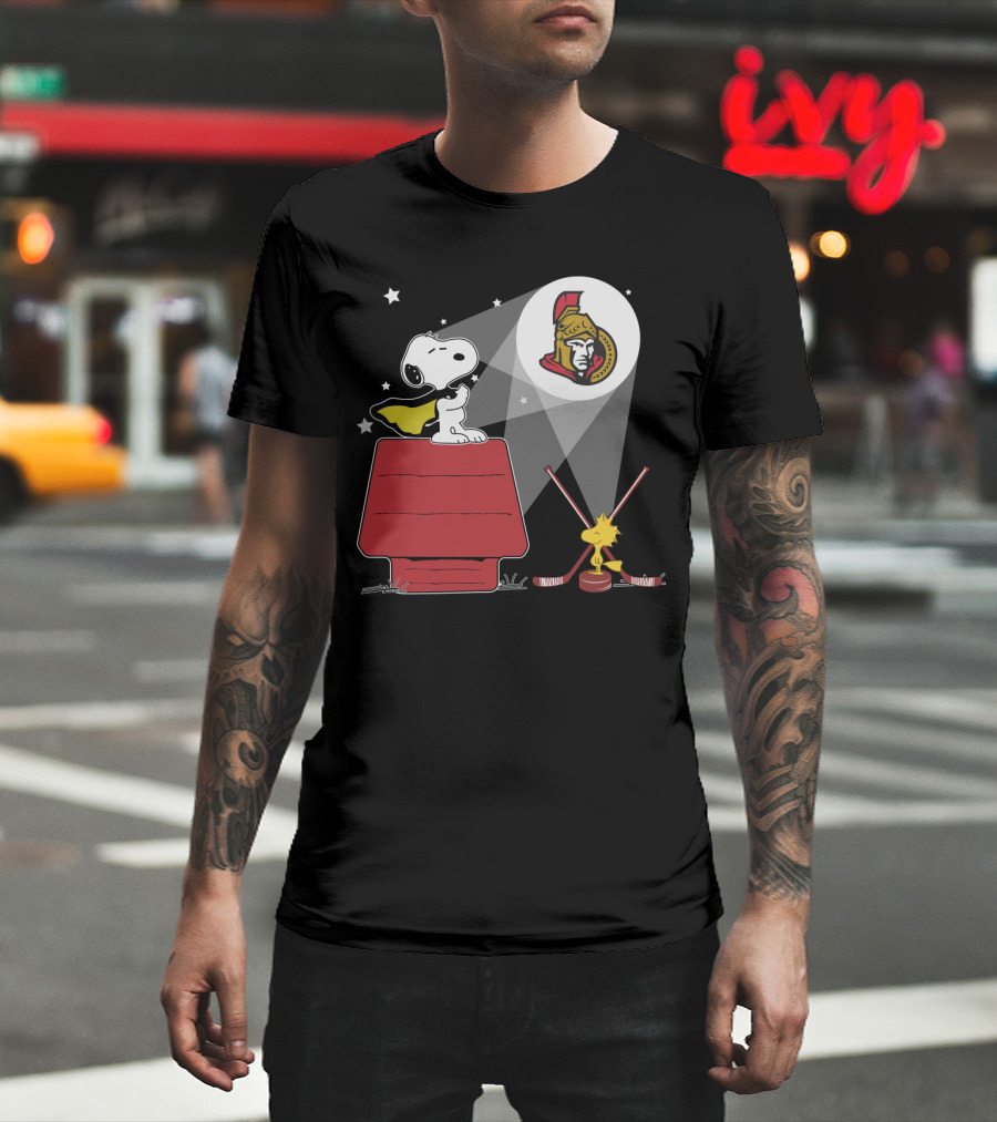 Snoopy And Woodstock Ottawa Senators Nhl Hockey Fan Tribute T-Shirt