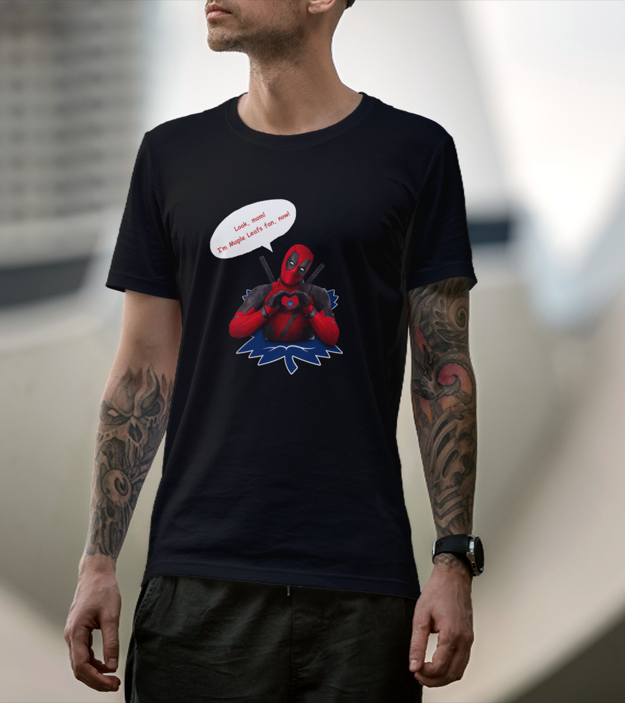 Toronto Maple Leafs Fan Deadpool Heart Gesture T-Shirt