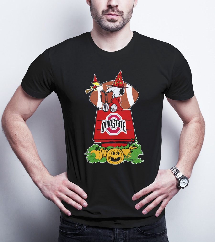 Ohio State Buckeyes Halloween Football Peanuts Snoopy Woodstock T-Shirt