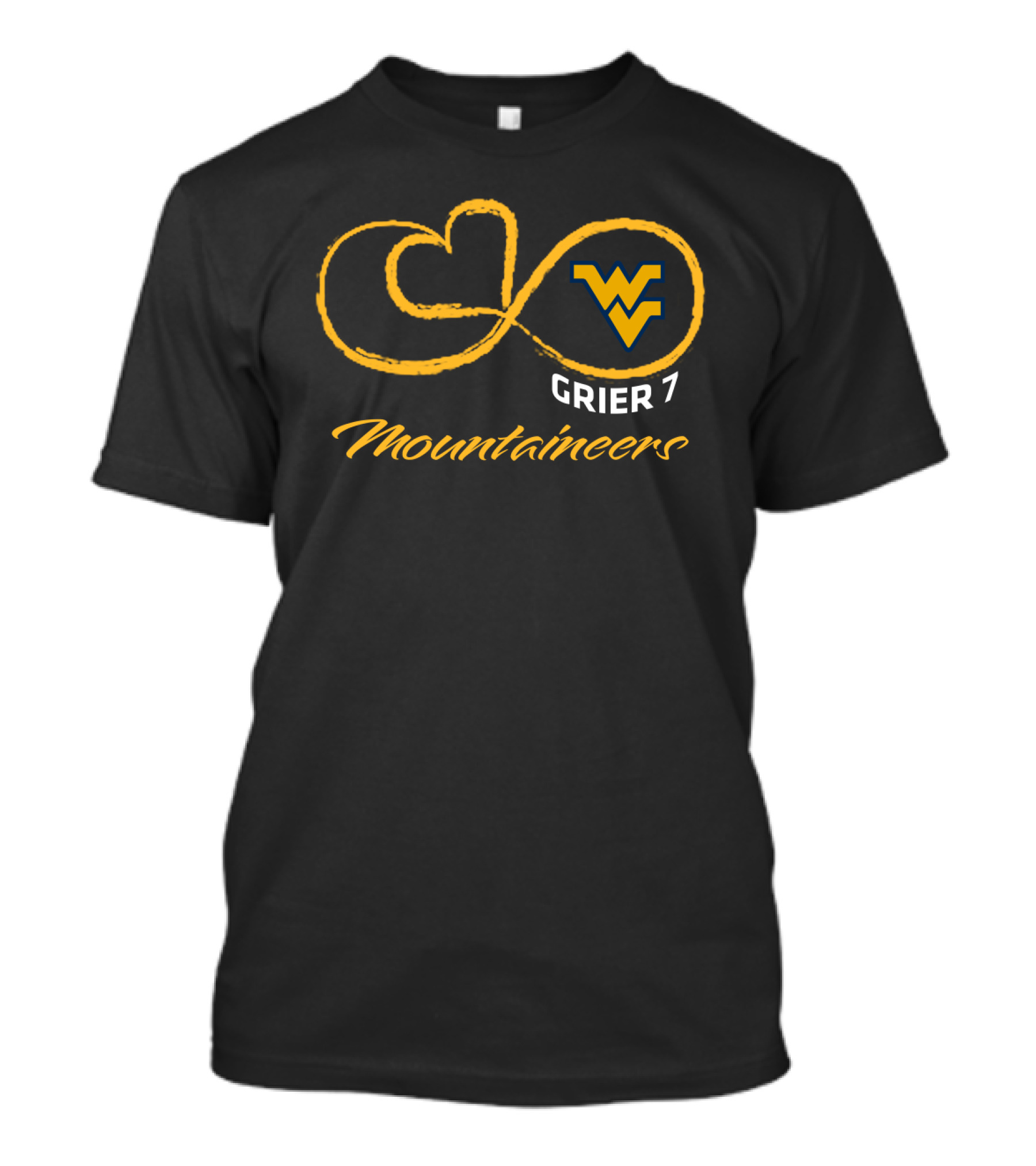 Wvu Mountaineers Grier 7 Football Infinity Love T-Shirt