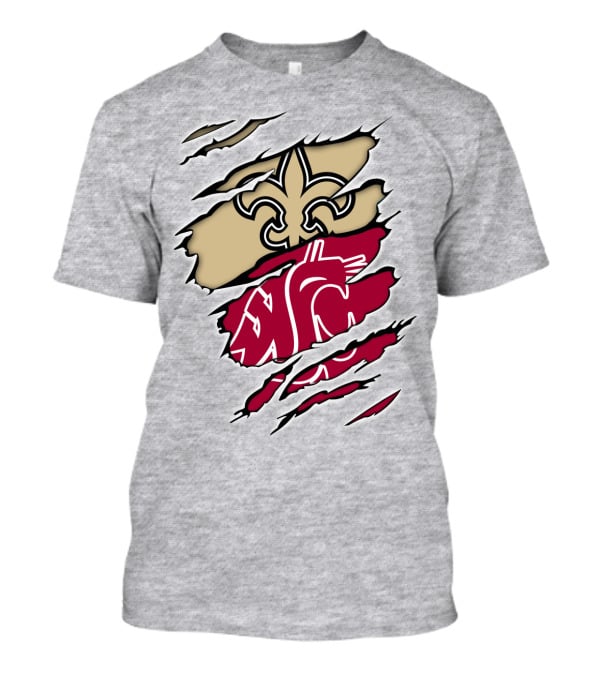 New Orleans Saints Washington State Cougars Fleur-de-Lis Logo Fusion T-Shirt