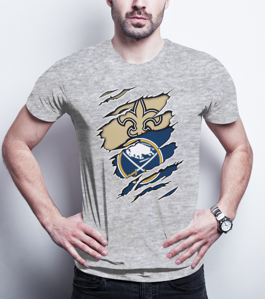 Saints Sabres Fleur-de-Lis And Buffalo Emblems T-Shirt