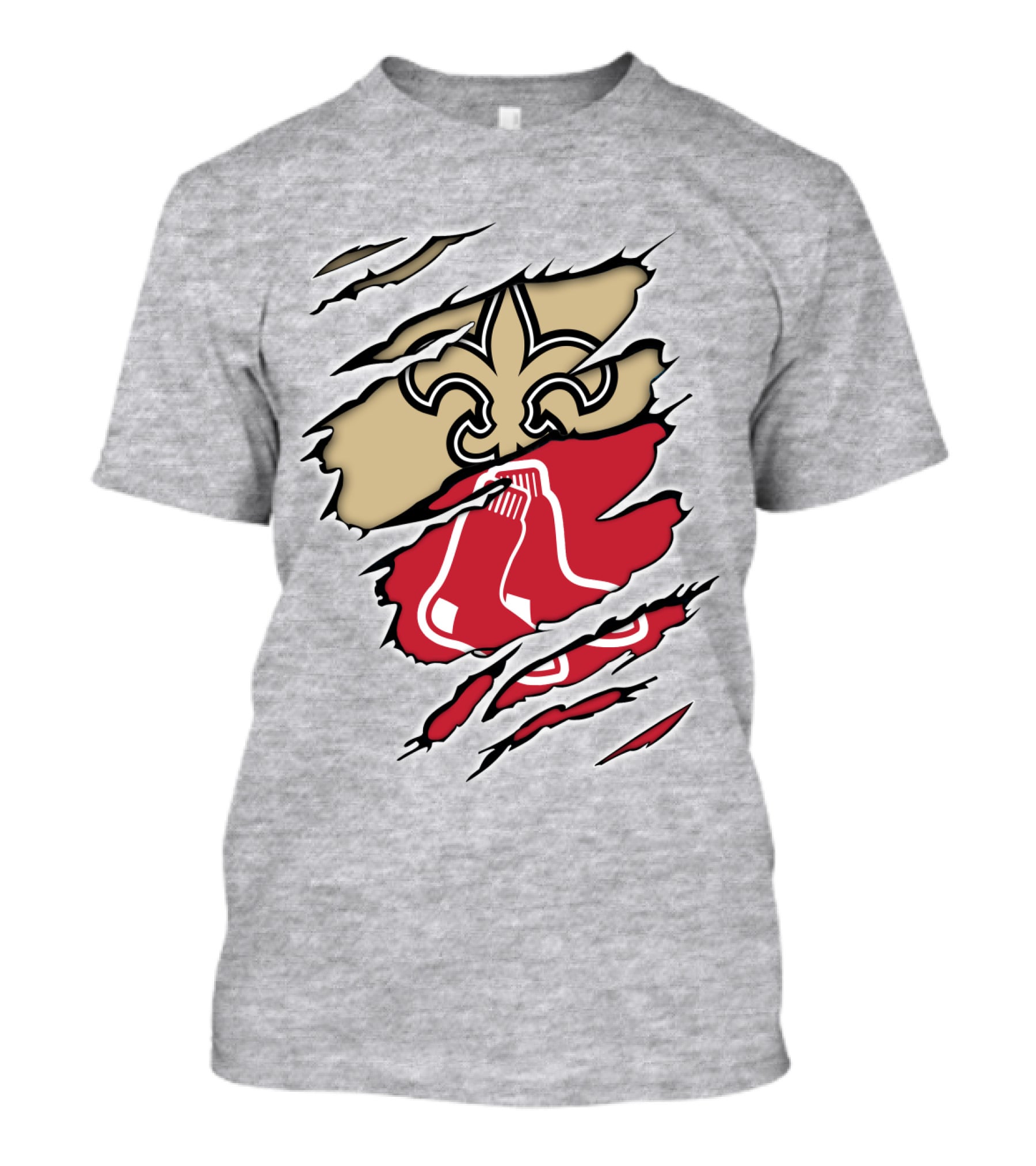 Saints New Orleans Fleur-de-Lis Red Sox Boston Logo Fusion T-Shirt