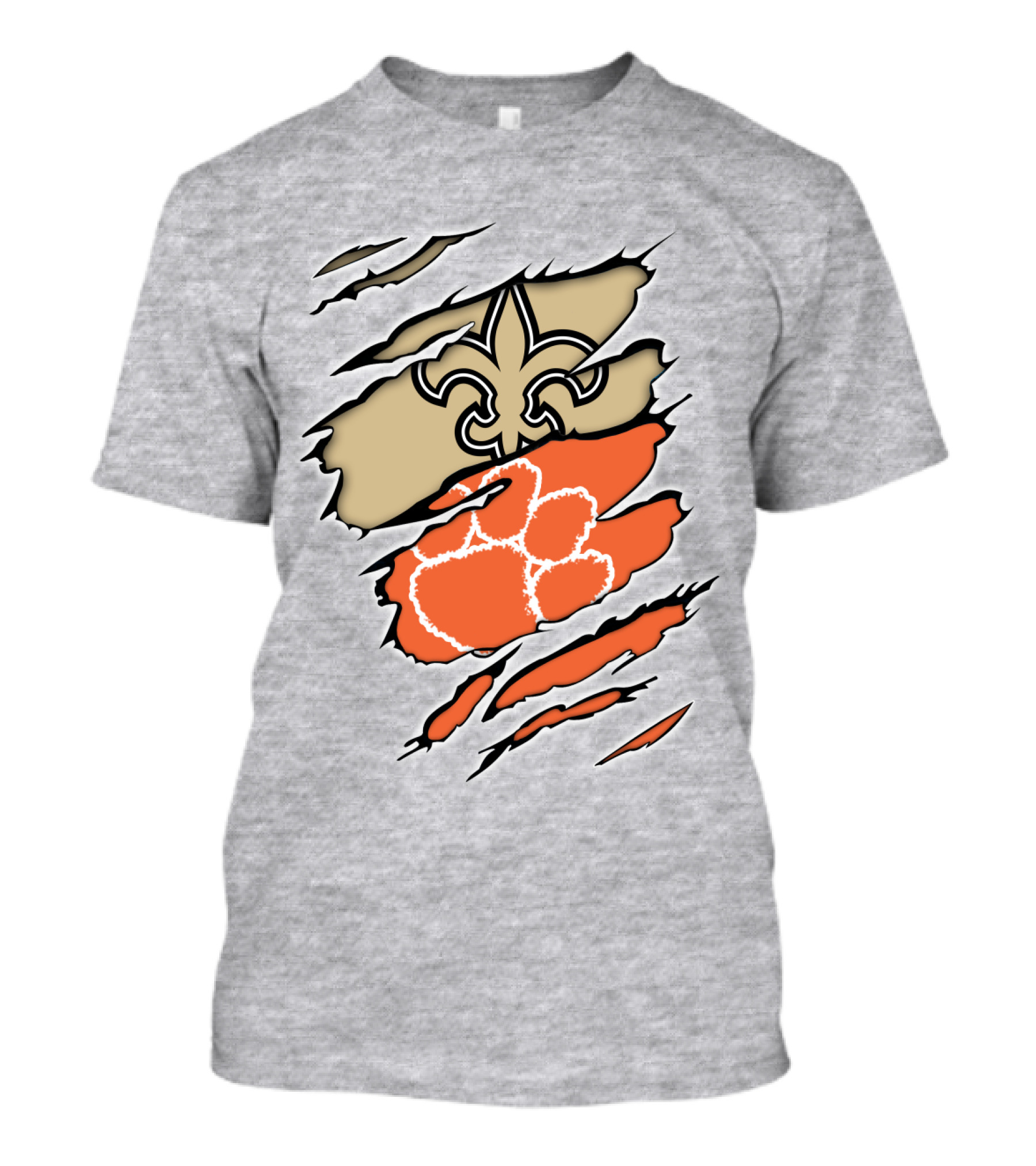Saints Fleur-de-Lis Clemson Tiger Paw Rip T-Shirt