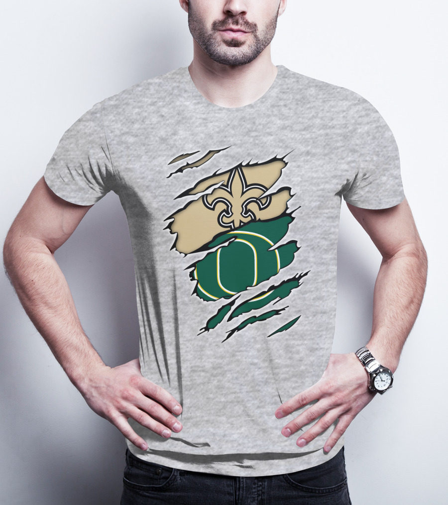 New Orleans Saints Oregon Ducks Logo Mashup T-Shirt