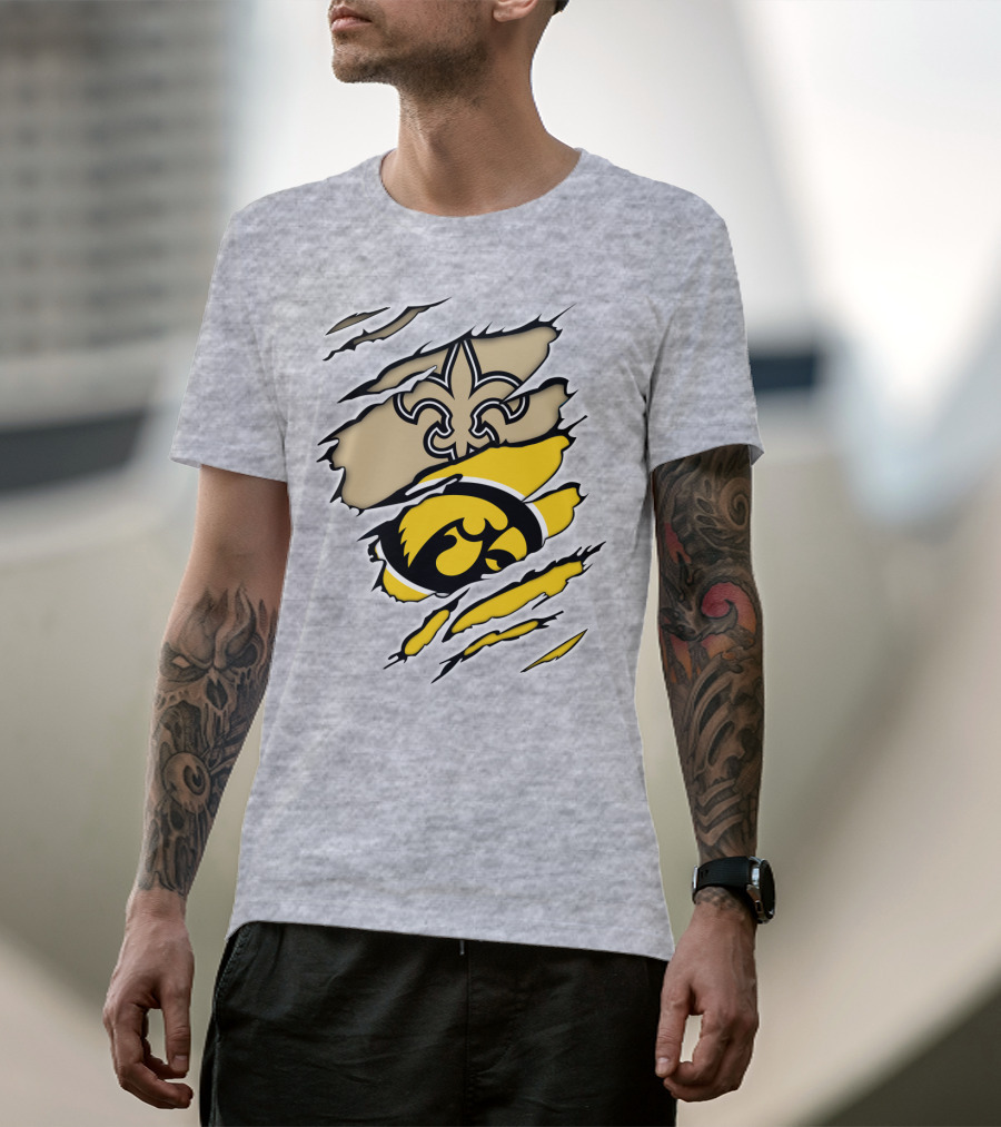 Iowa Hawkeyes And New Orleans Saints Fusion T-Shirt
