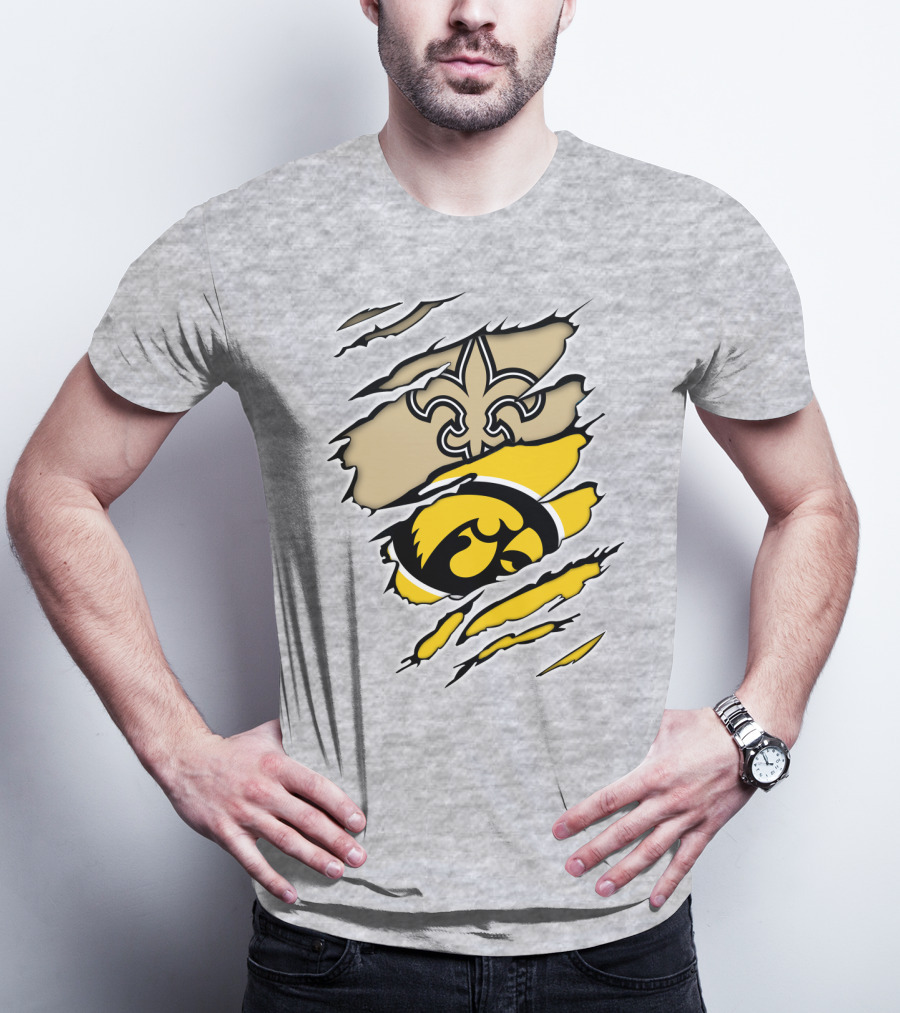 Iowa Hawkeyes And New Orleans Saints Fusion T-Shirt