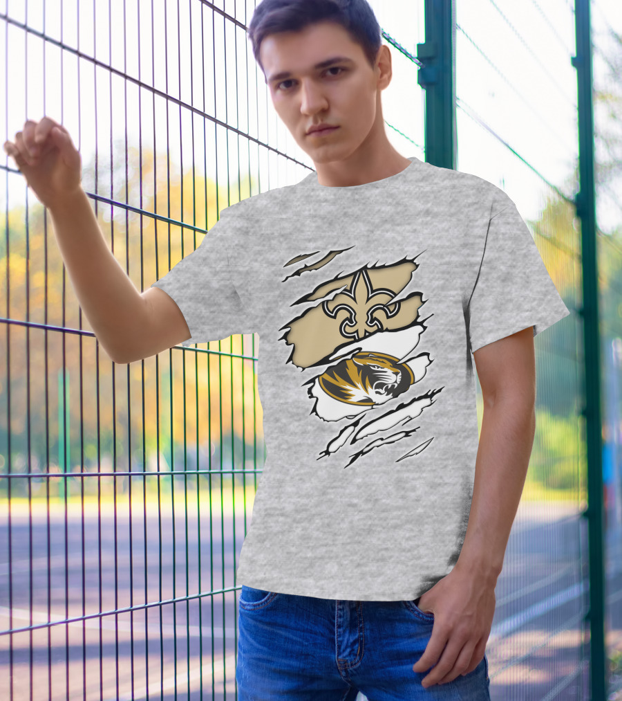 Saints New Orleans Fleur-de-Lis Missouri Tigers T-Shirt