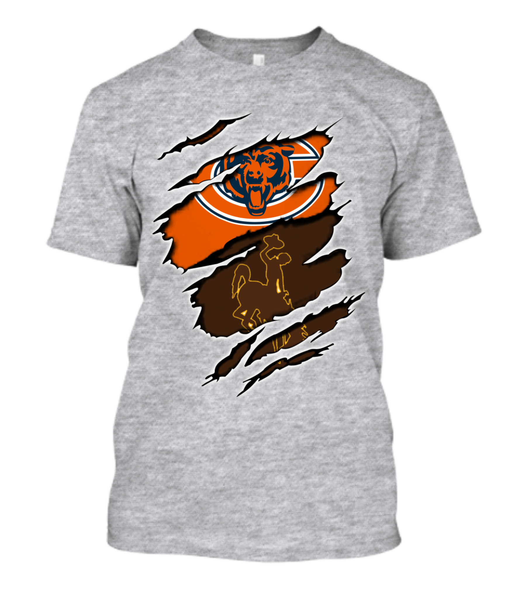 Bears Logo With Wyoming Cowboy Ripped Layers T-Shirt